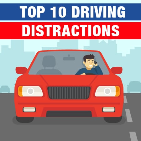 Infographic - Top 10 Driving Distractions - GA Injury Advocates